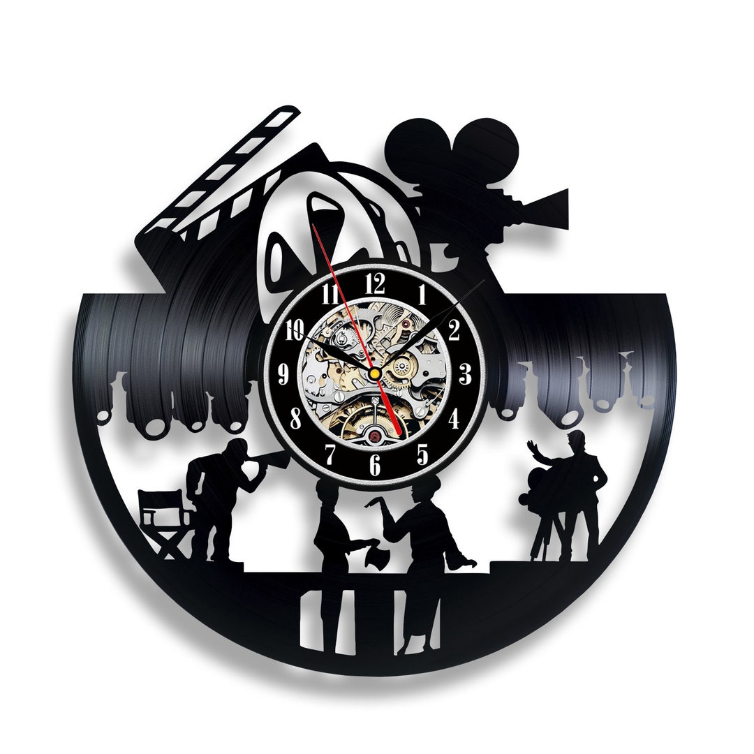 Cinema Vinyl Record Wall Clock Modern Bedroom Art Unique Laser Cut ...