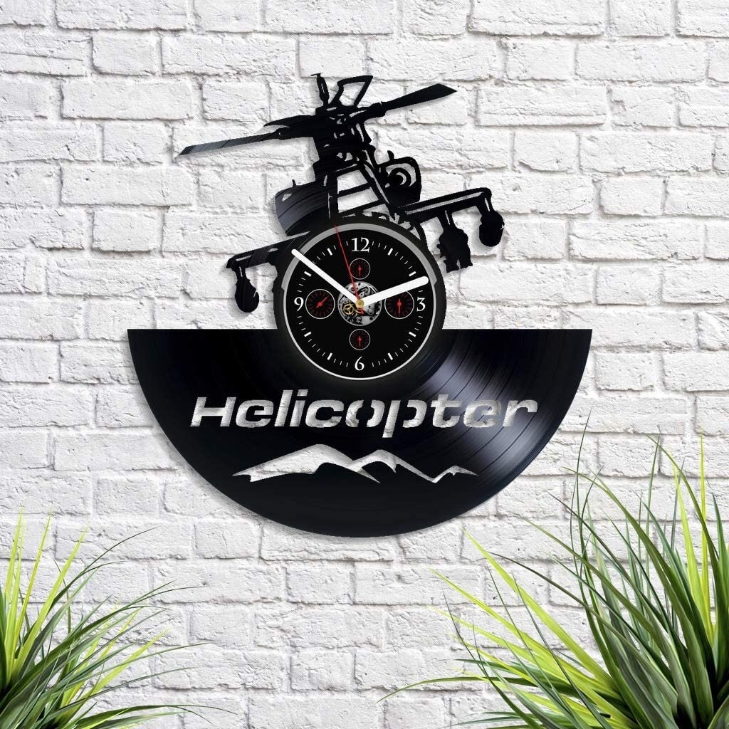 Helicopter Vinyl Record Clock Original Wall Hanging Art Home Decor Idea ...