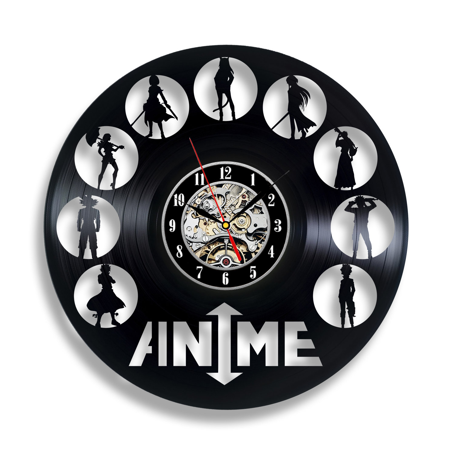 Anime Characters Vinyl Record Round Wall Clock Boy Room Art Modern ...