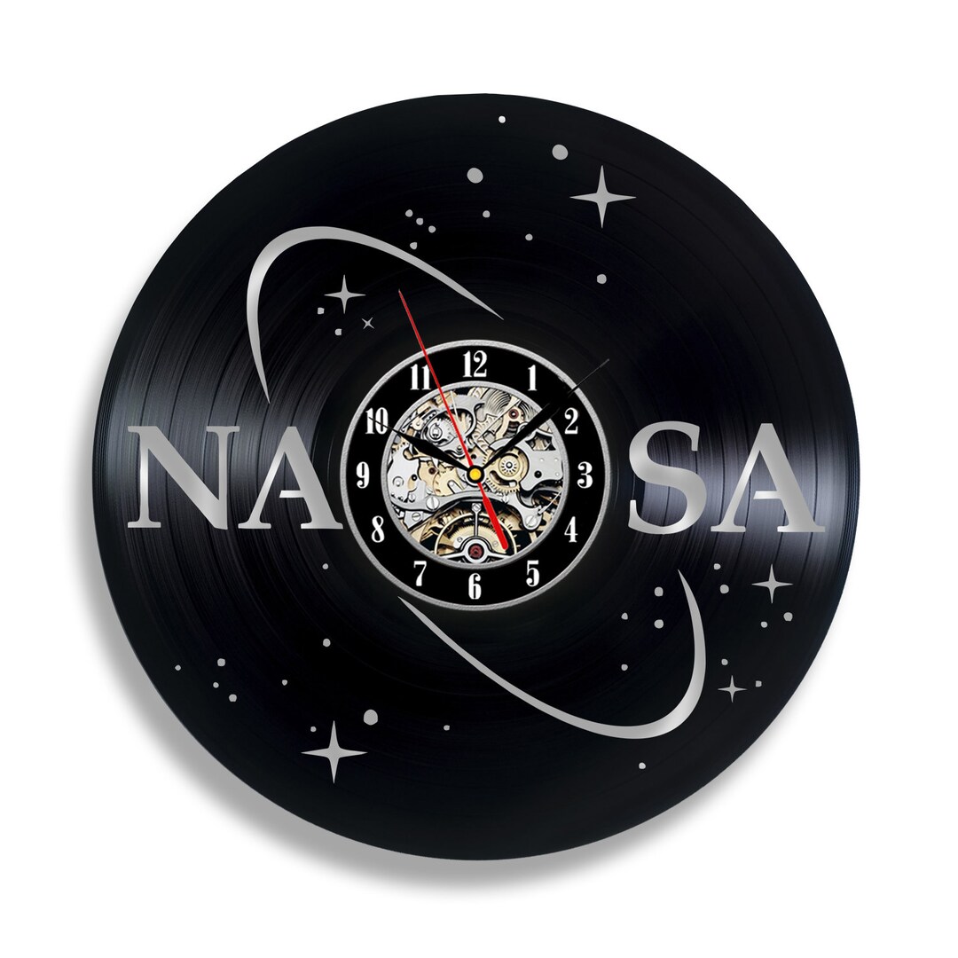 NASA Vinyl Record Round Black Clock Unique Wall Art Decor for Office ...