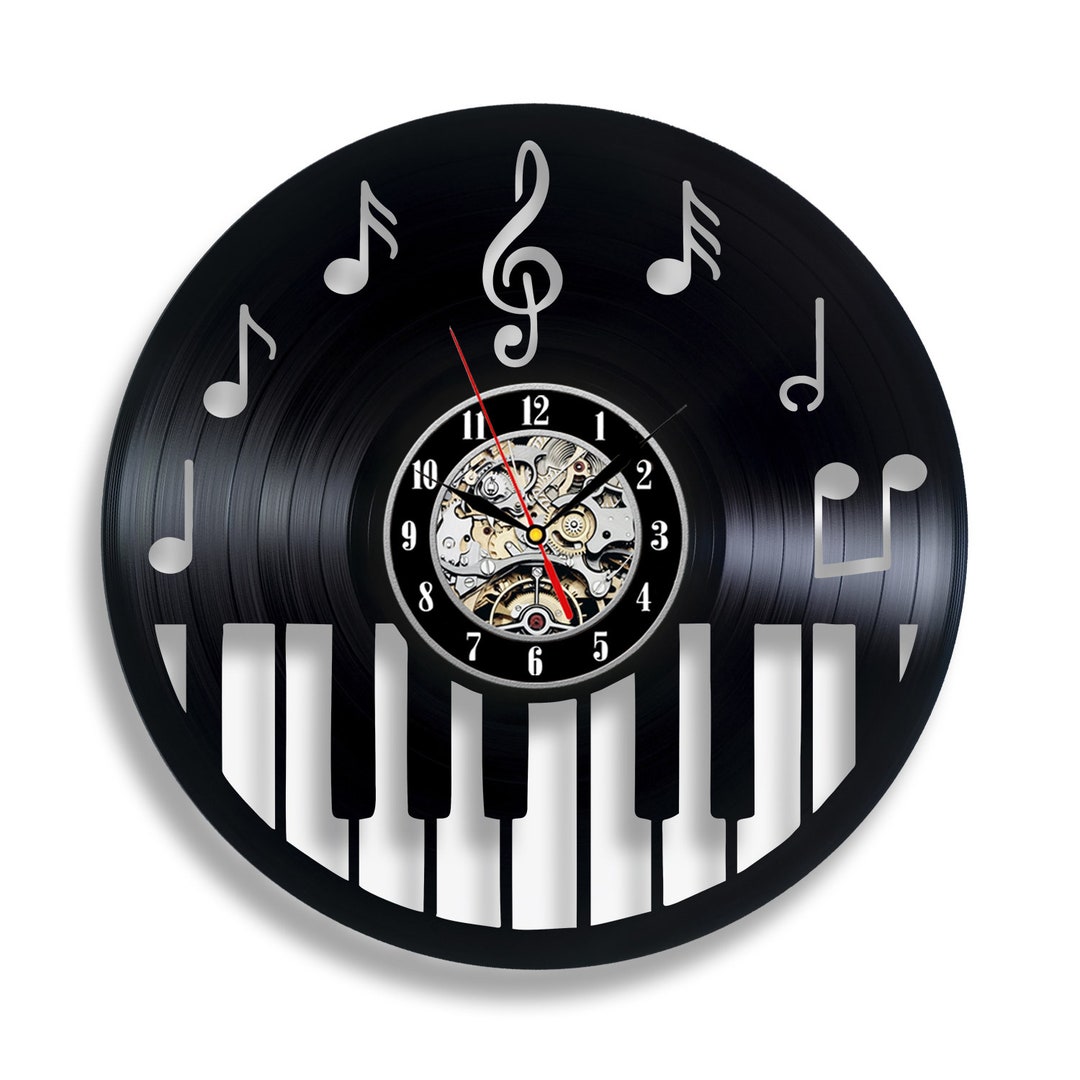 Piano Vinyl Record Clock Modern Wall Hanging Art Decor for Music ...