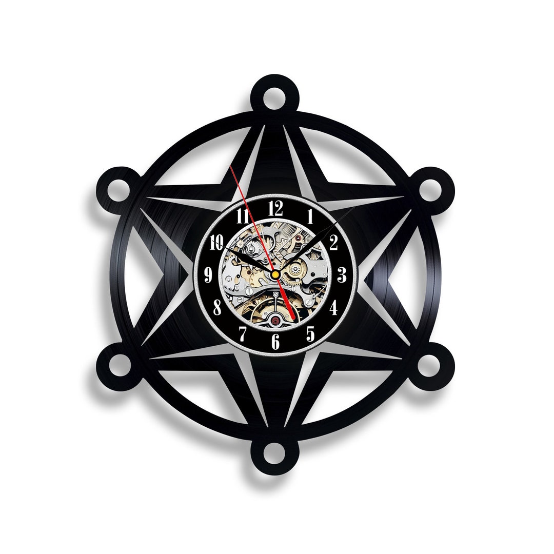 Sheriff Badge Vinyl Record Clock Modern Office Decor Laser Cut Wall Art ...