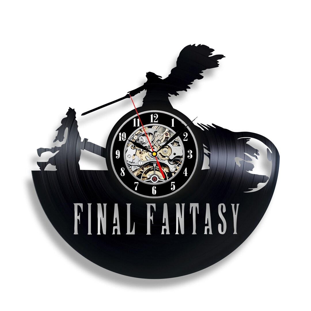 Final Fantasy Vinyl Record Wall Clock Gamer Room Unique Art Modern Home ...