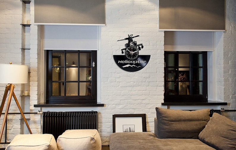Helicopter Vinyl Record Clock Original Wall Hanging Art Home Decor Idea ...