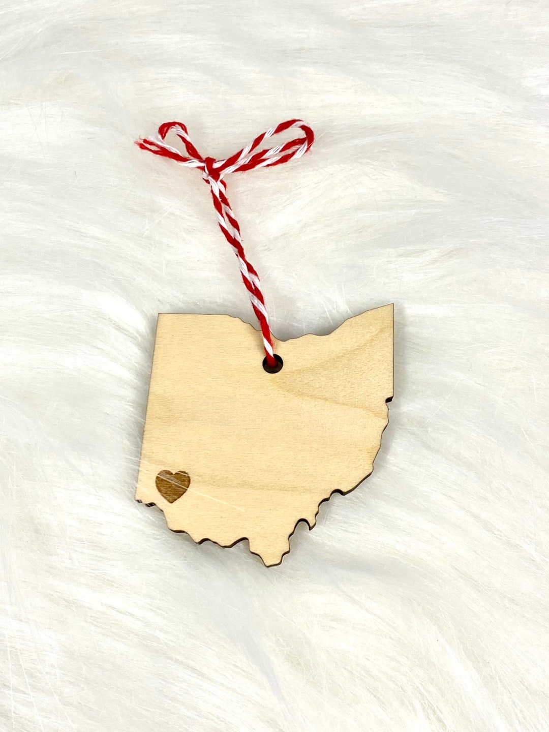 State of Ohio Ornament, I Heart Cincinnati, Wooden Ornament, Ohio Gift ...