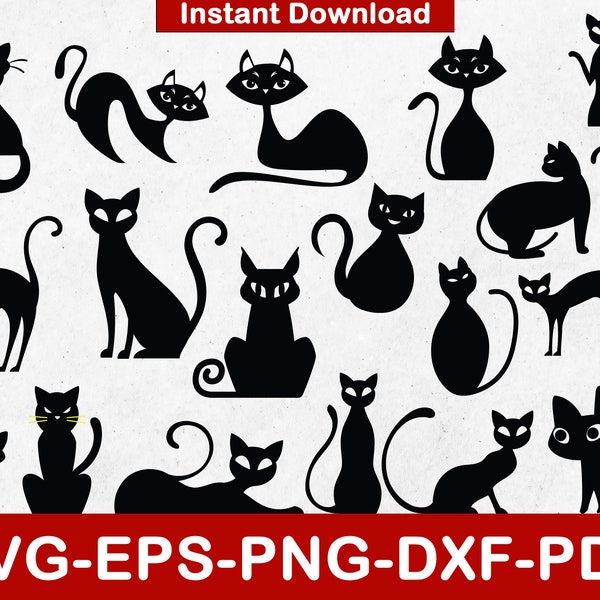 Black Cat Svg - Etsy