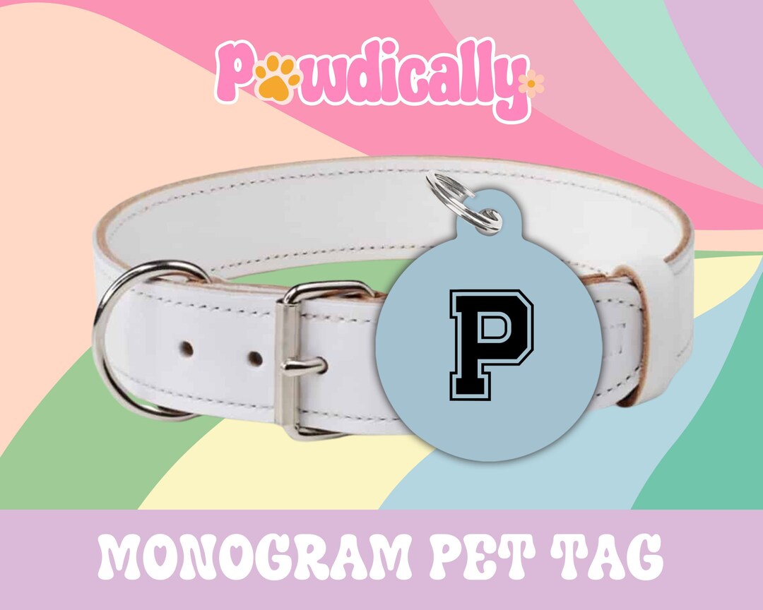 Monogram Dog ID Tag Custom First Letter Pet Tag Personalized Colorful ...