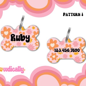 Pet ID Tag Pink Love Dog Name Tag Custom Dog Tag Personalized Pet Tag ...