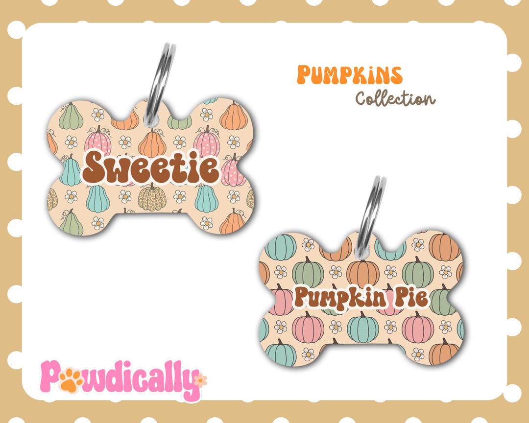 Pumpkin Dog Tag Fall Pet ID Tag Custom Dog Tag Personalized Pet Tag Dog ...