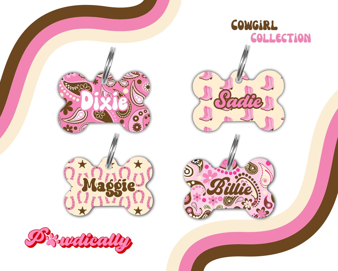 Cowgirl Dog Tag Western Dog Tag Pet ID Tag Personalized Pet Tag Cat Tag ...