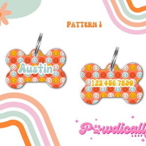 Retro Smiley Dog Tag Retro Dog Tag Pet Tag Custom Dog Tag Personalized ...