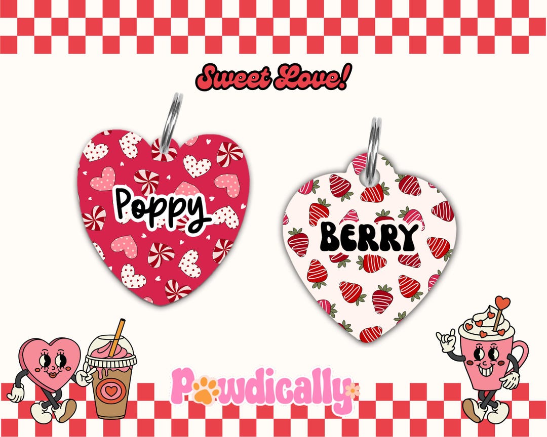 Hearts Pet Tag, Valentines Pet Tag, Personalized Pet Tag, Valentines ...