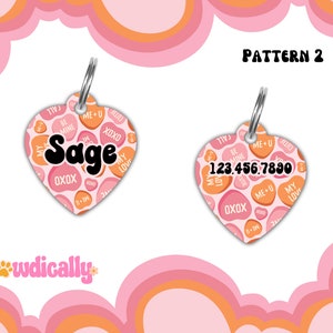 Pet ID Tag Pink Love Dog Name Tag Custom Dog Tag Personalized Pet Tag ...