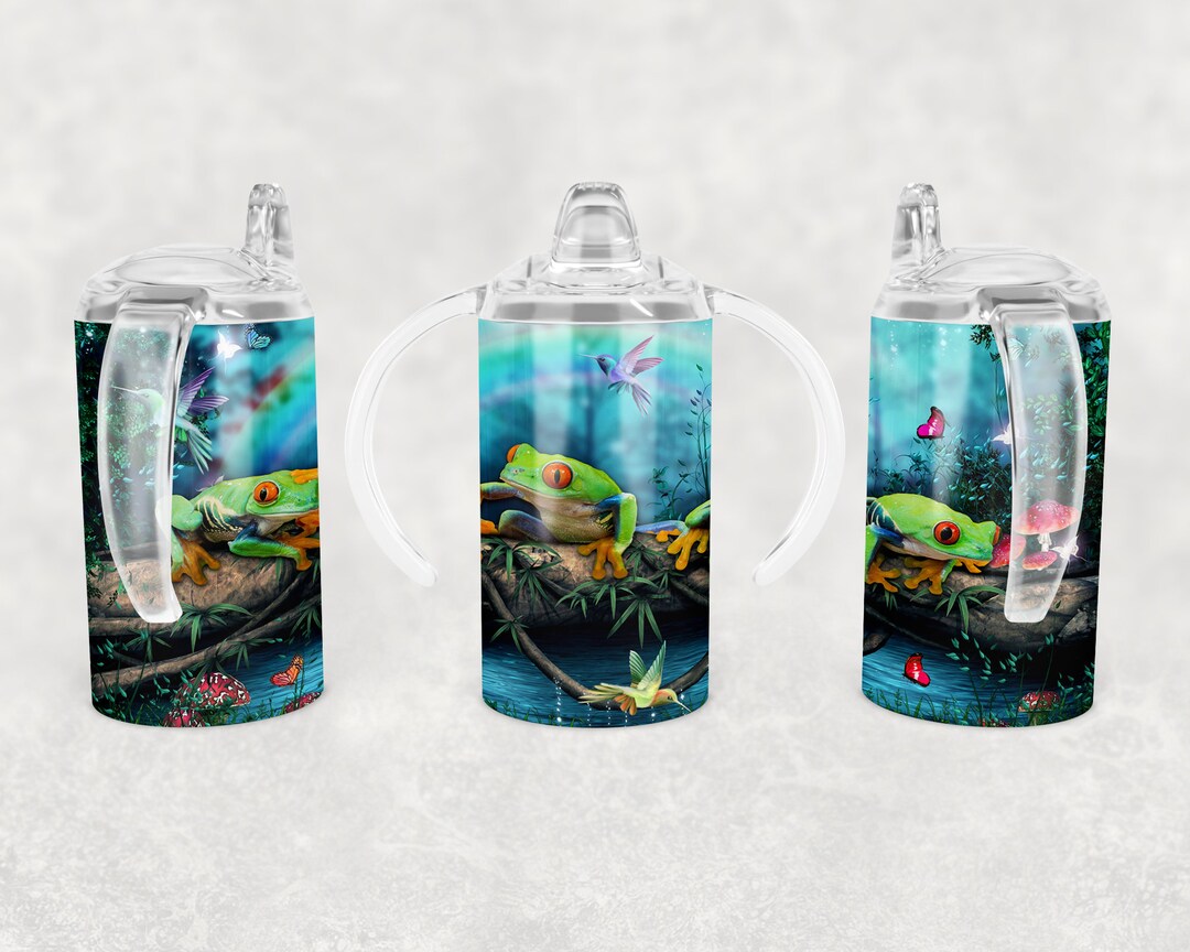 Straight Sippy Cup Sublimation Cute Frogs in Jungle 12 Oz Tumbler ...
