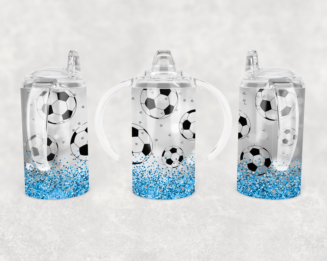 Straight Sippy Cup Sublimation Soccer Football Blue Glitter 12 Oz ...