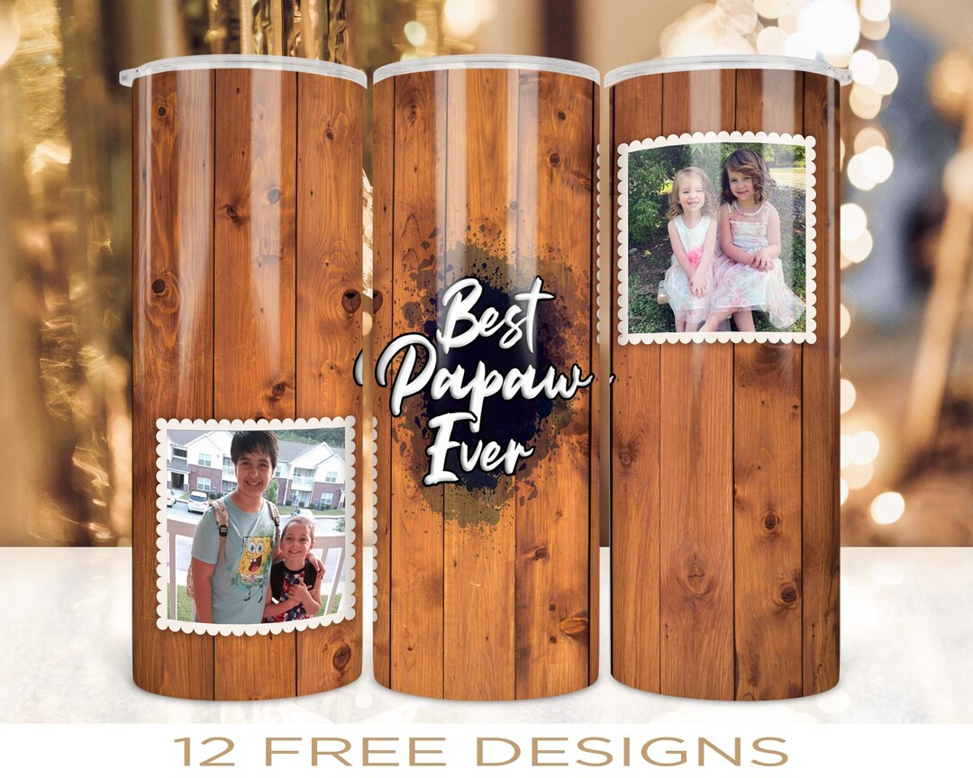 20 Oz Skinny Photo Tumbler Wrap Best Papaw Ever Dad Sublimation Design PNG Digital Download - Etsy