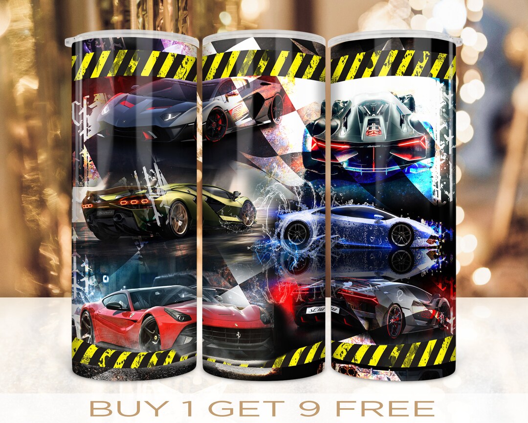 20 Oz Skinny Tumbler Wrap Super Sport Cars Design Sublimation Straight ...