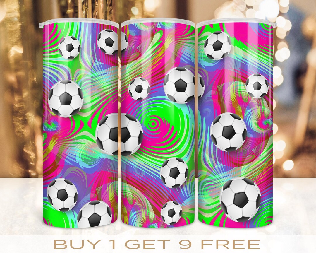 20 Oz Skinny Tumbler Wrap Soccer Football Design Sublimation Straight ...