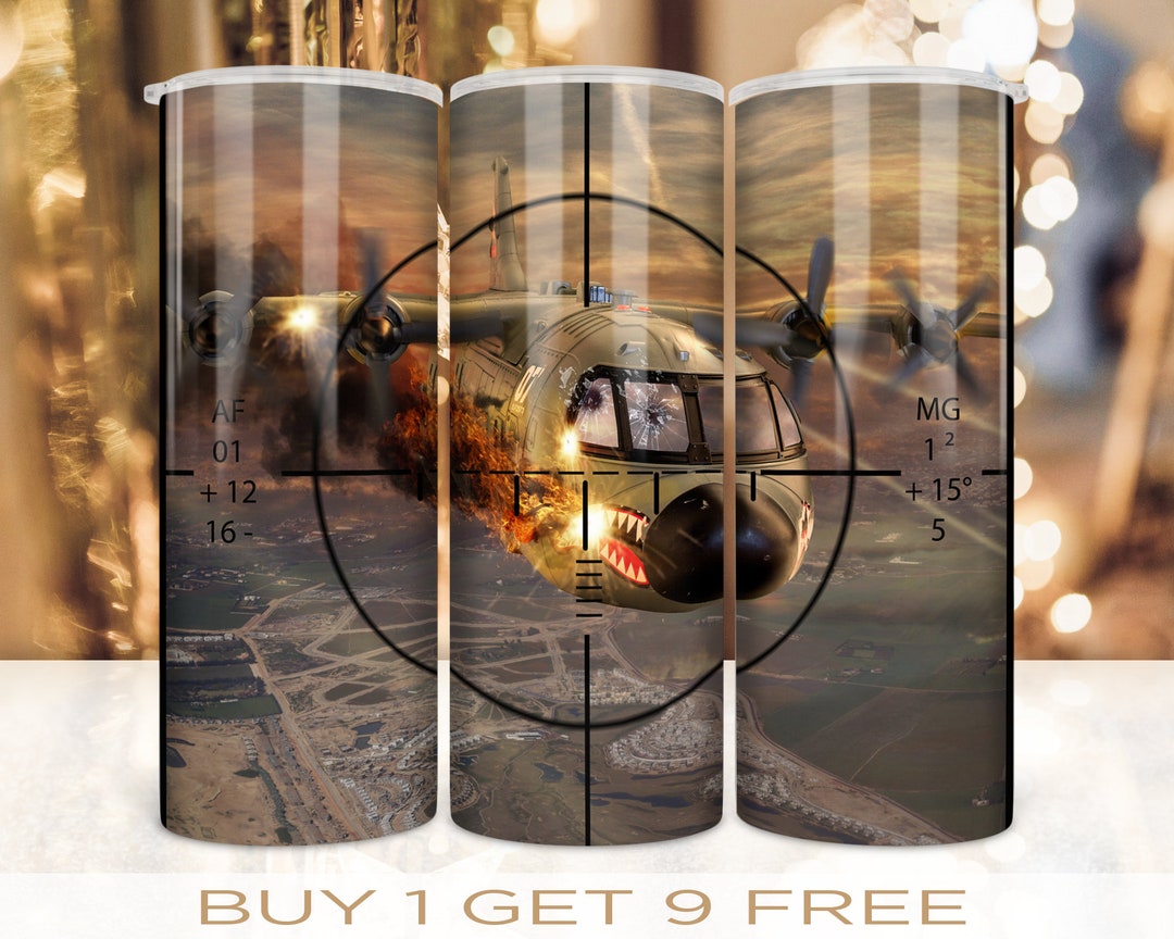 20 Oz Skinny Tumbler Wrap War Plane Game Design Sublimation Straight ...