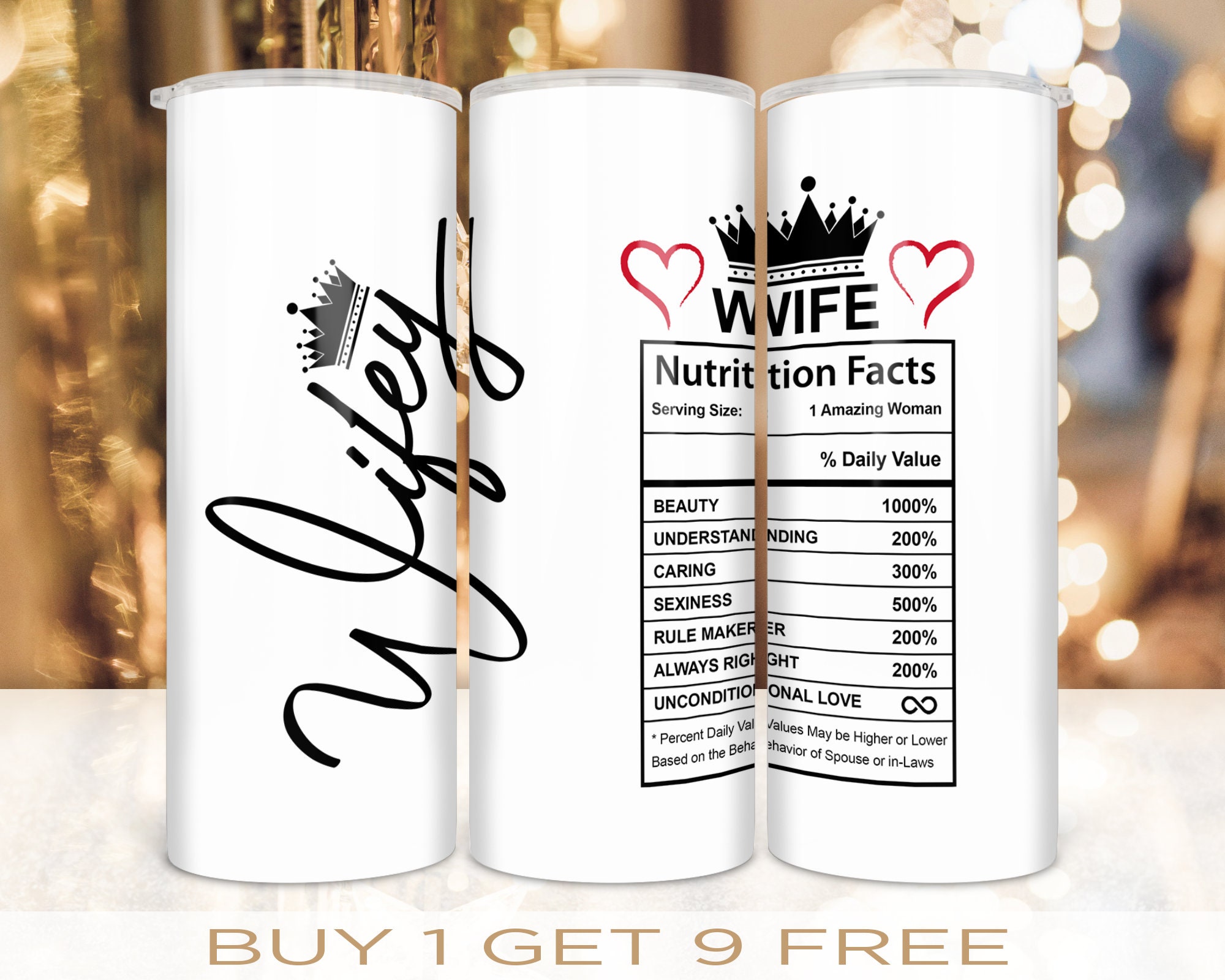 Funny Wife Nutrition Facts Tumbler Wrap, 20 Oz Skinny Design (PNG ...