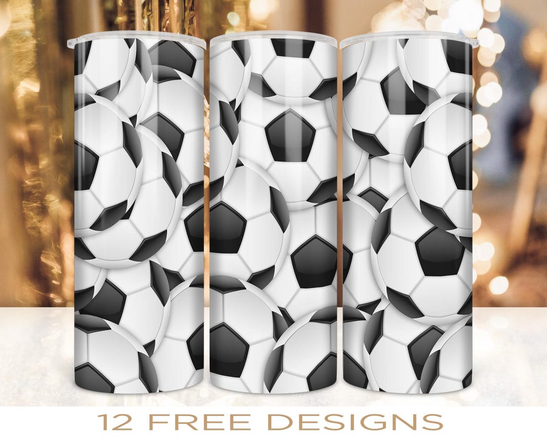 20 Oz Skinny Tumbler Wrap Soccer Football Design Sublimation PNG ...