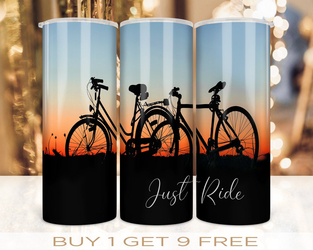 20 Oz Skinny Tumbler Wrap Just Ride Bike Sunset Love Design Sublimation ...