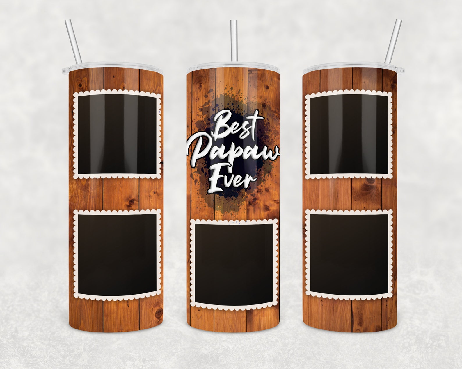 20 Oz Skinny Photo Frame Tumbler Wrap Best Papaw Ever Design - Etsy