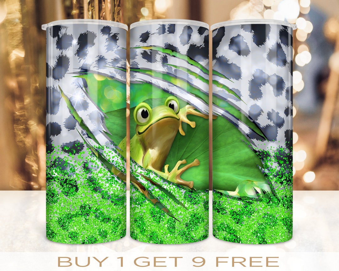 Cute Frog 20 Oz Skinny Tumbler Wrap Glitter Design Straight and Warped ...