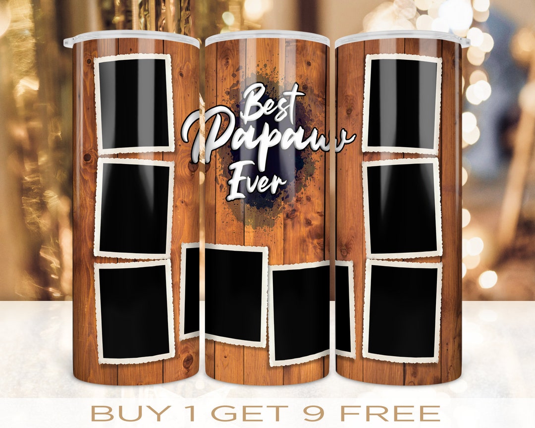 20 Oz Skinny Dad 8 Photo Frame Tumbler Wrap Best Papaw Ever Design Sublimation Straight and ...