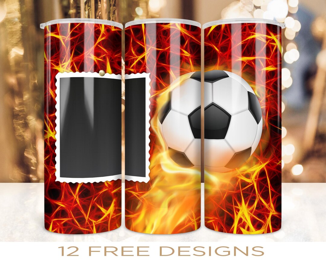 20 Oz Skinny Photo Tumbler Wrap Soccer Football Design PNG Digital ...