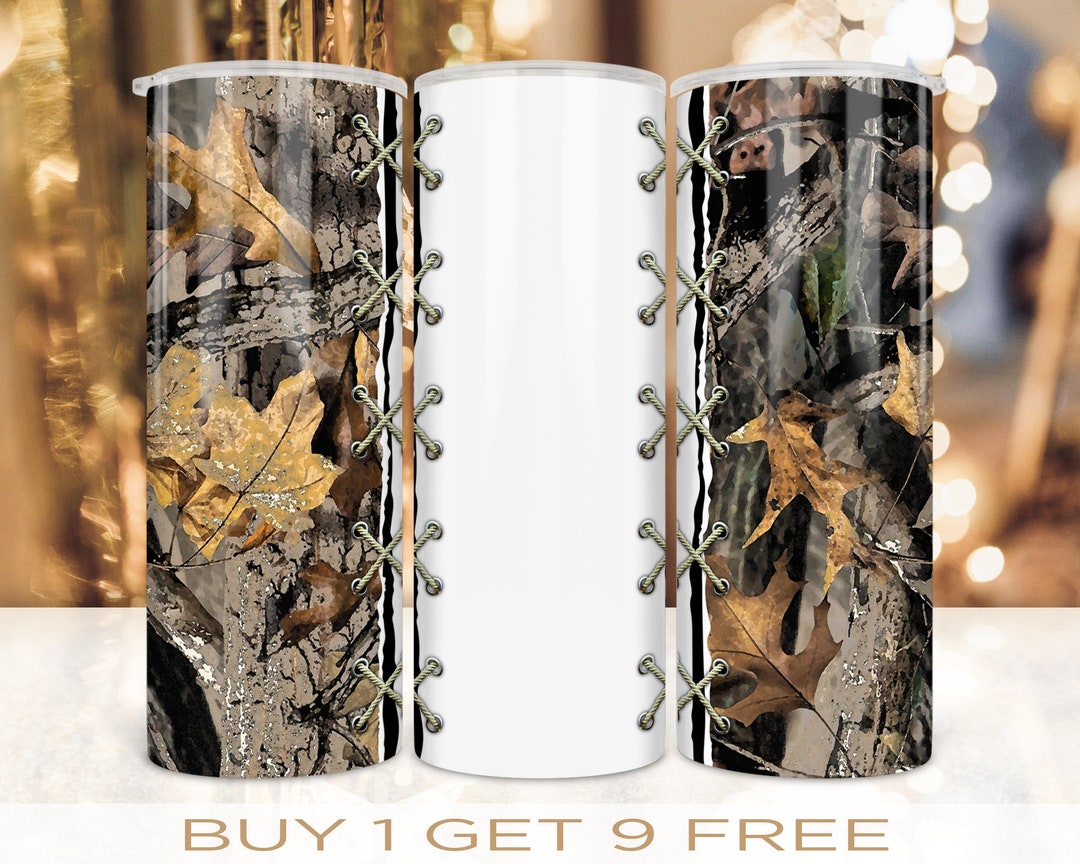 Add Your Own Name 20 Oz Skinny Tumbler Wrap Custom Fall Forest Camo ...