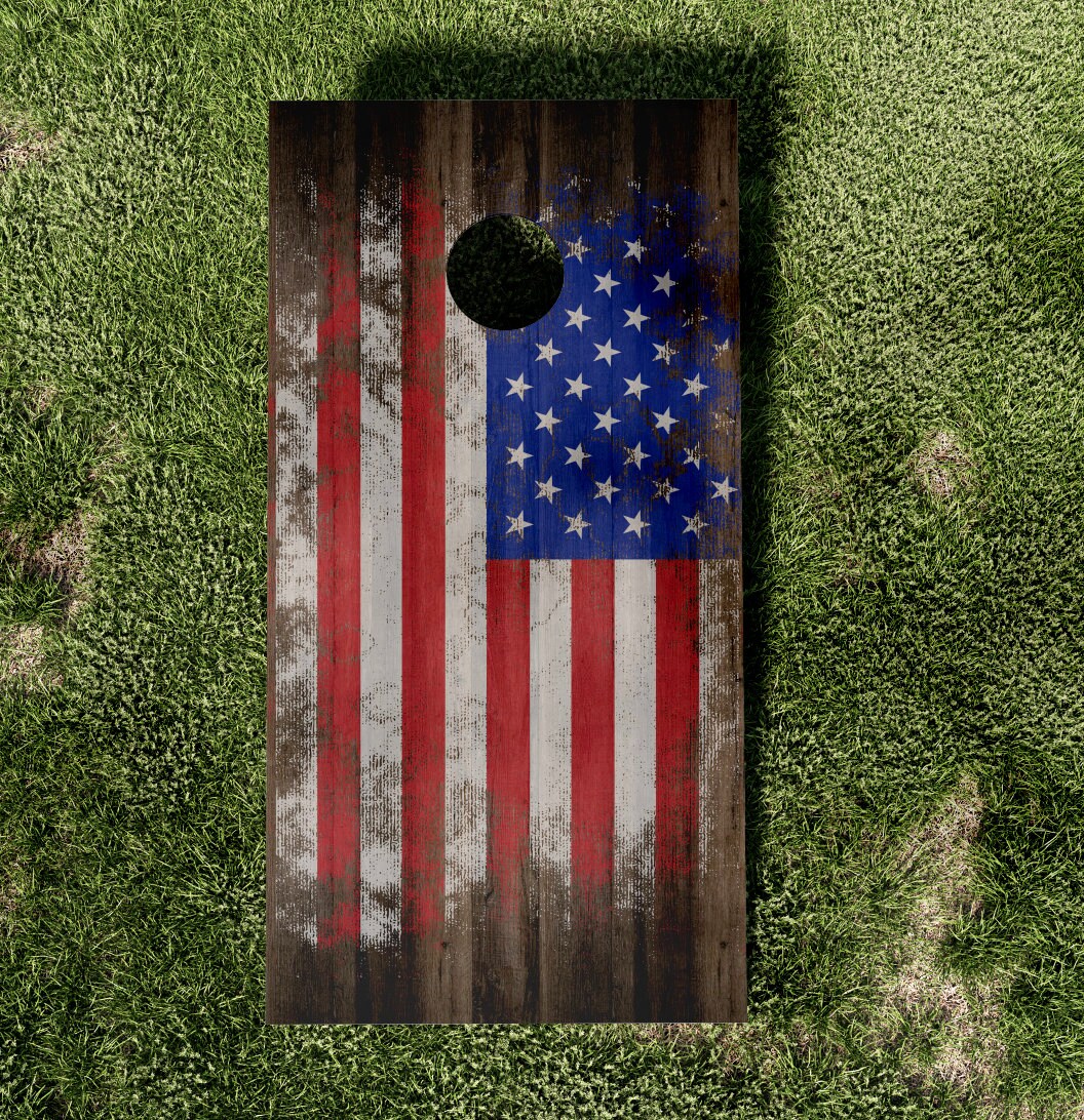 Distressed Flag Cornhole Board Decals - Etsy