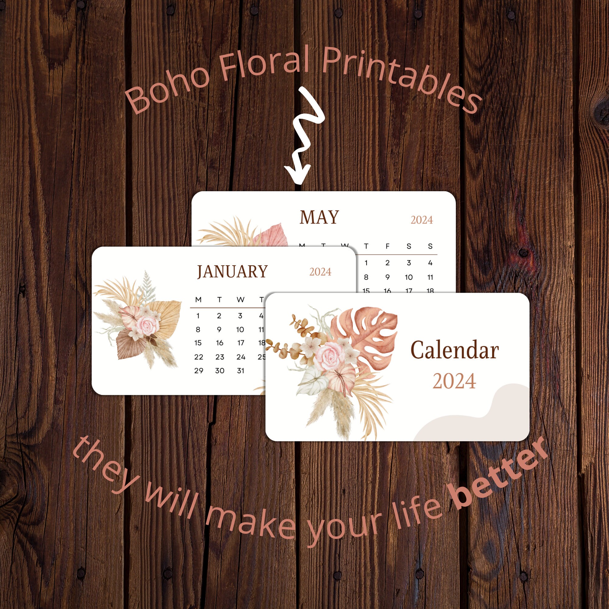 Blooms & Boho: 2024 Floral Calendar Artistic Botanical Vibes for Every ...