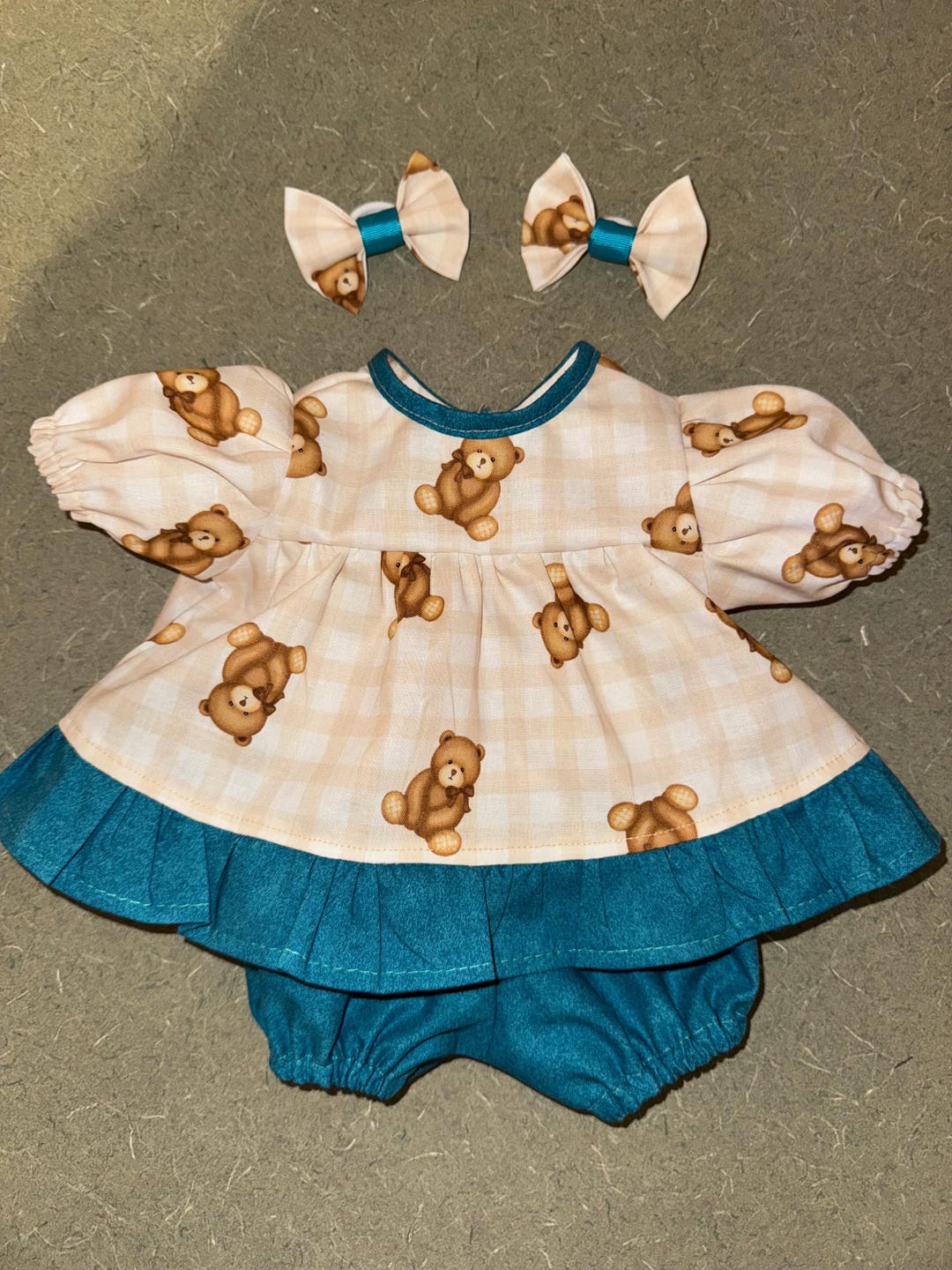 16” Cabbage Patch Kids Teddy Bears Dress Outfit Bows CPK Doll Clothes ...