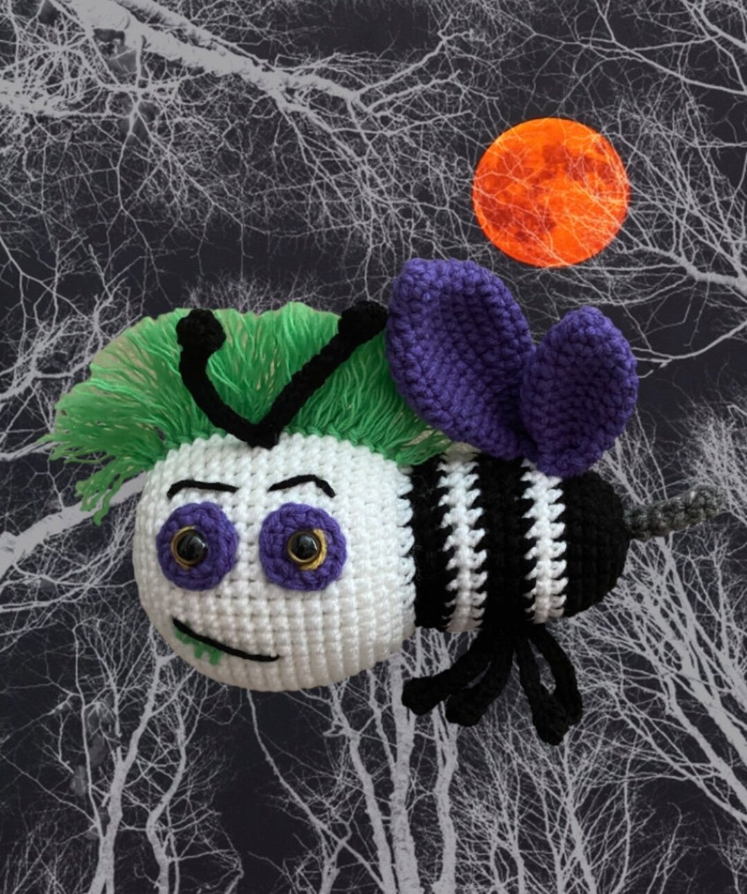 8 Crochet Halloween Horror Creepy Scary Bee-tle Juice Bee - Etsy