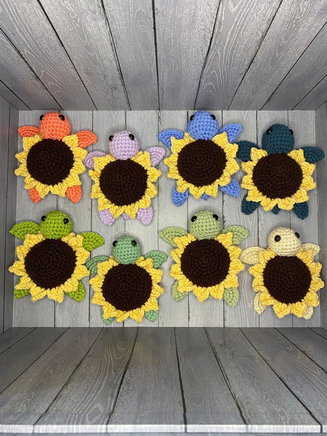 5 Crochet Sea Turtle Sunflowers Handmade - Etsy