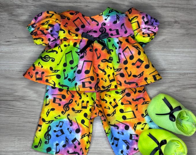 16” Cabbage Patch Kids Doll Tie-dye Music Notes Flannel Pjs Clothes ...