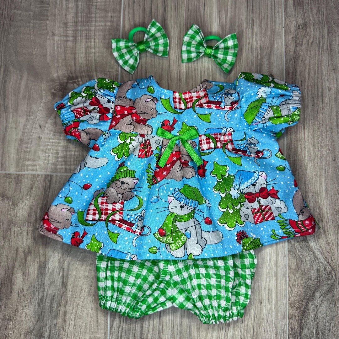 16” Cabbage Patch Kids Christmas Cats Dress Outfit Bows CPK Doll ...