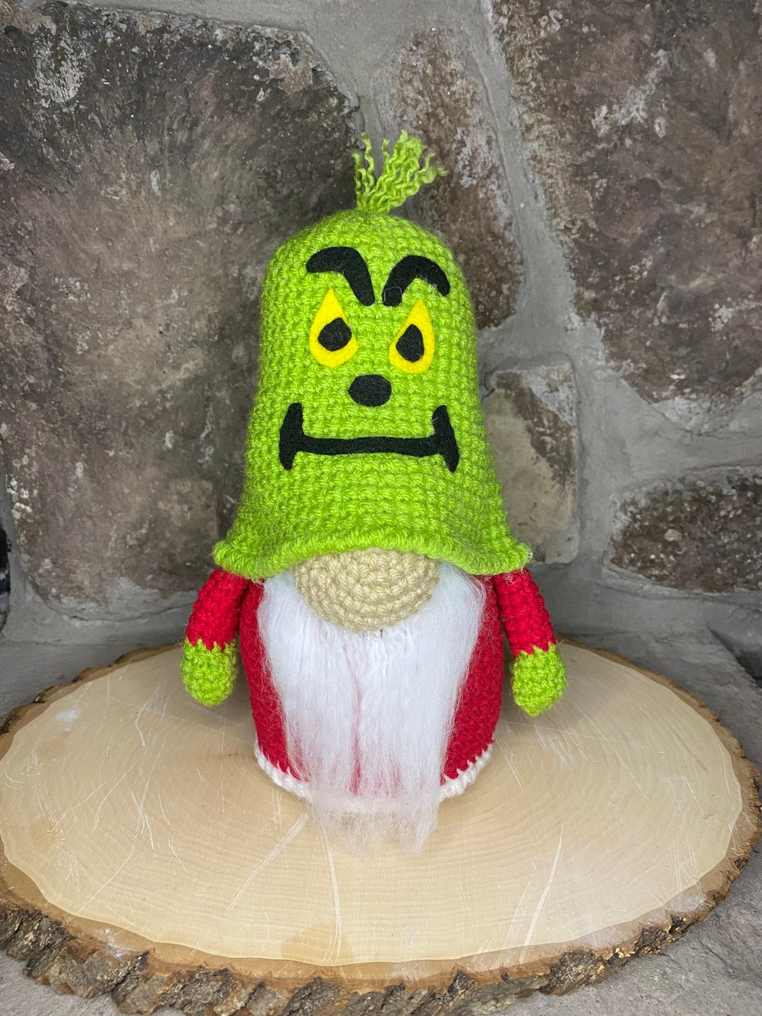 10” Crochet Gnome Christmas Grouch Grinch Decor Handmade - Etsy