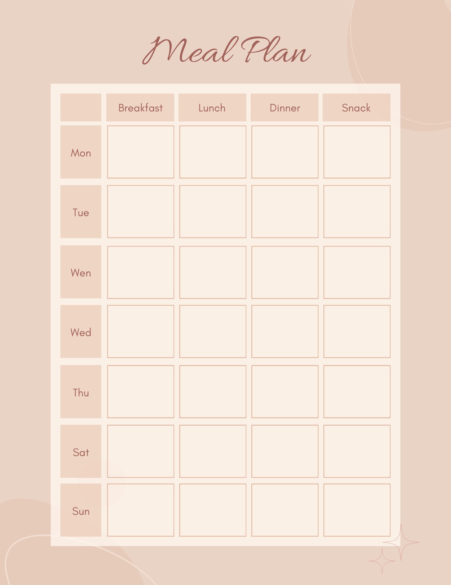 Printable Weekly Meal Plan/instant Download/printable Menu/healthy ...