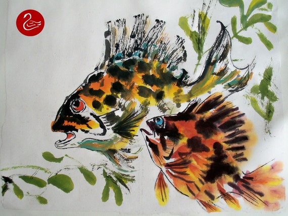 Chinese Watercolor Fish