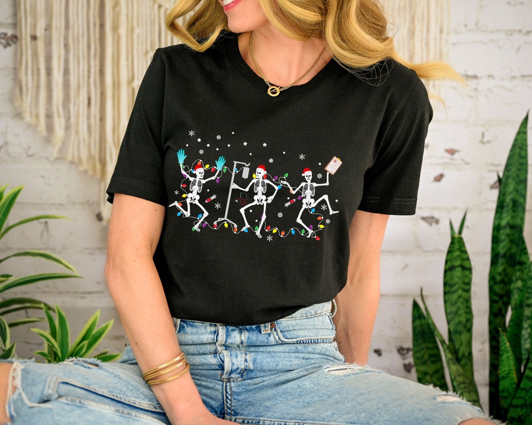 Skeleton Nurse Christmas T-shirt: Funny Dancing Skeleton Tee - Etsy