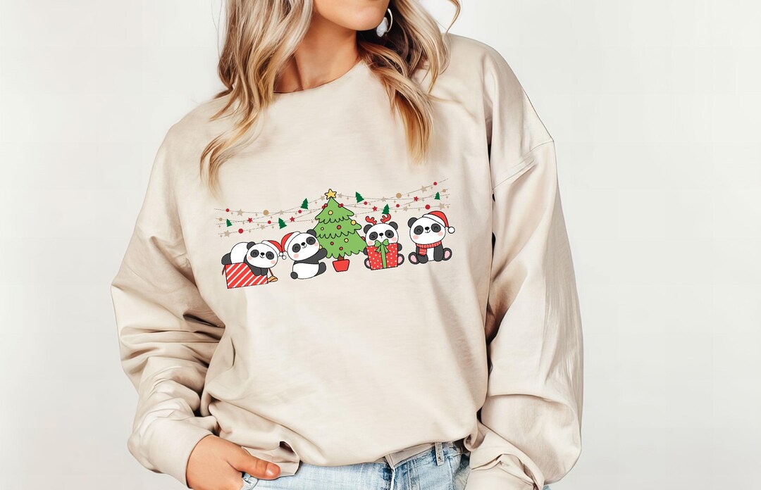 Christmas Sweatshirt, Panda Christmas Sweater, Panda Lover Gift, Cute ...