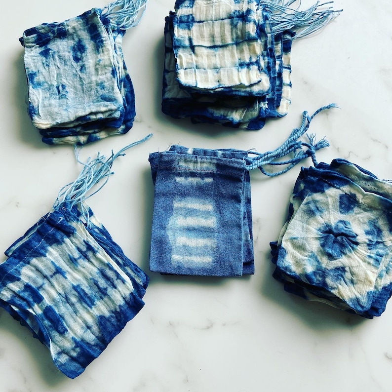 Indigo Dyed Gift Bags, 3 X 4 Muslin Cotton Drawstring Gift Bag - Etsy