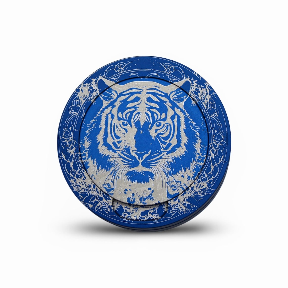 Blue Snuff Box in Aluminum With Motif of a Tiger and Surrounding ...
