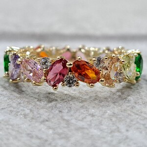 Gold Multi Coloured Angled All Round Handmade Crystal Ring, Swarovski ...