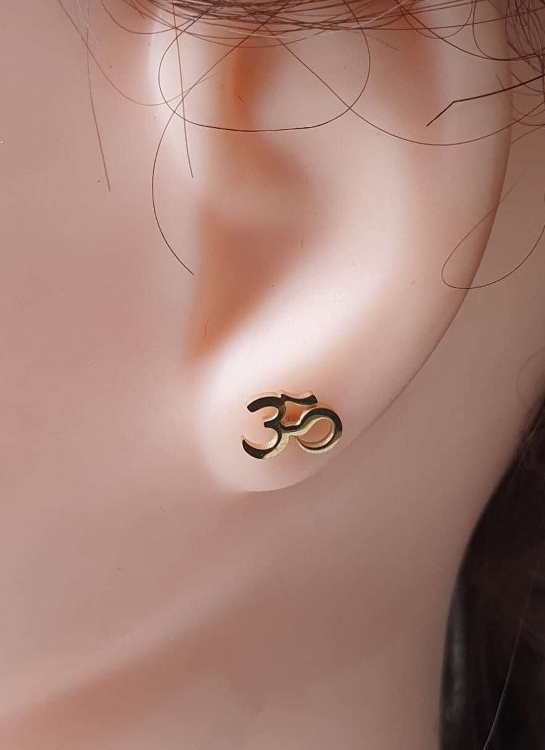 Small Om Hindu Stud Earrings, Stainless Steel Gold Cut Out Om Earrings ...