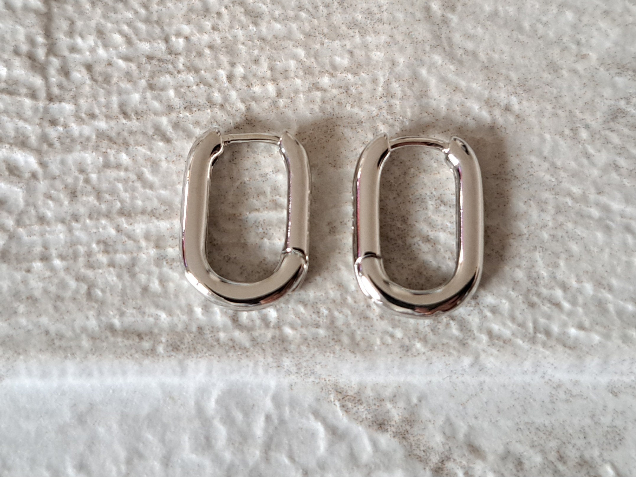 Small 925 Sterling Silver Hoops, Silver Oval Hoop Earrings, Small ...