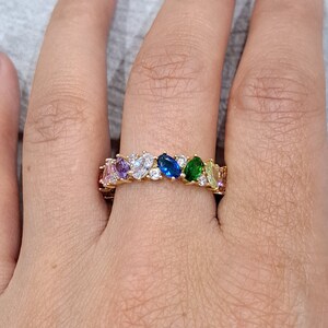 Gold Multi Coloured Angled All Round Handmade Crystal Ring, Swarovski ...