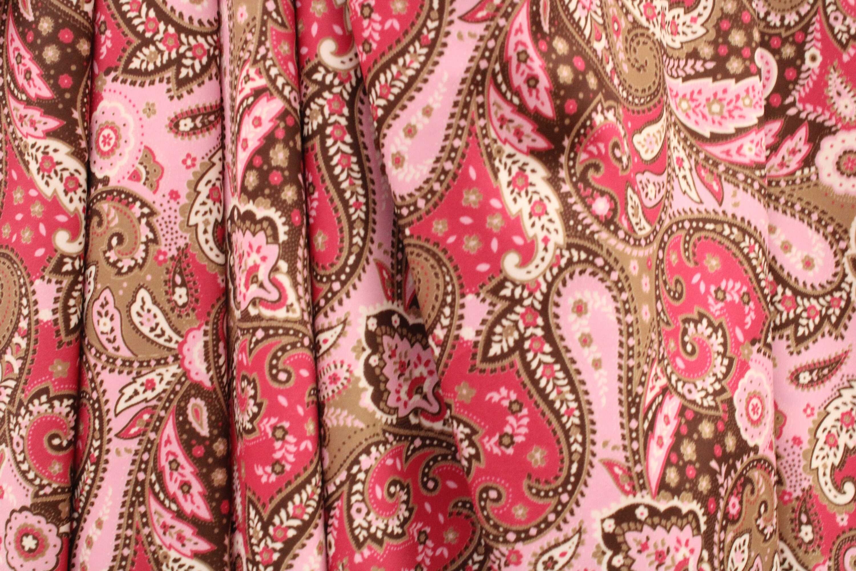 Brown and Pink Paisley Girly Western Paisley Spandex Sold by the Yard ...